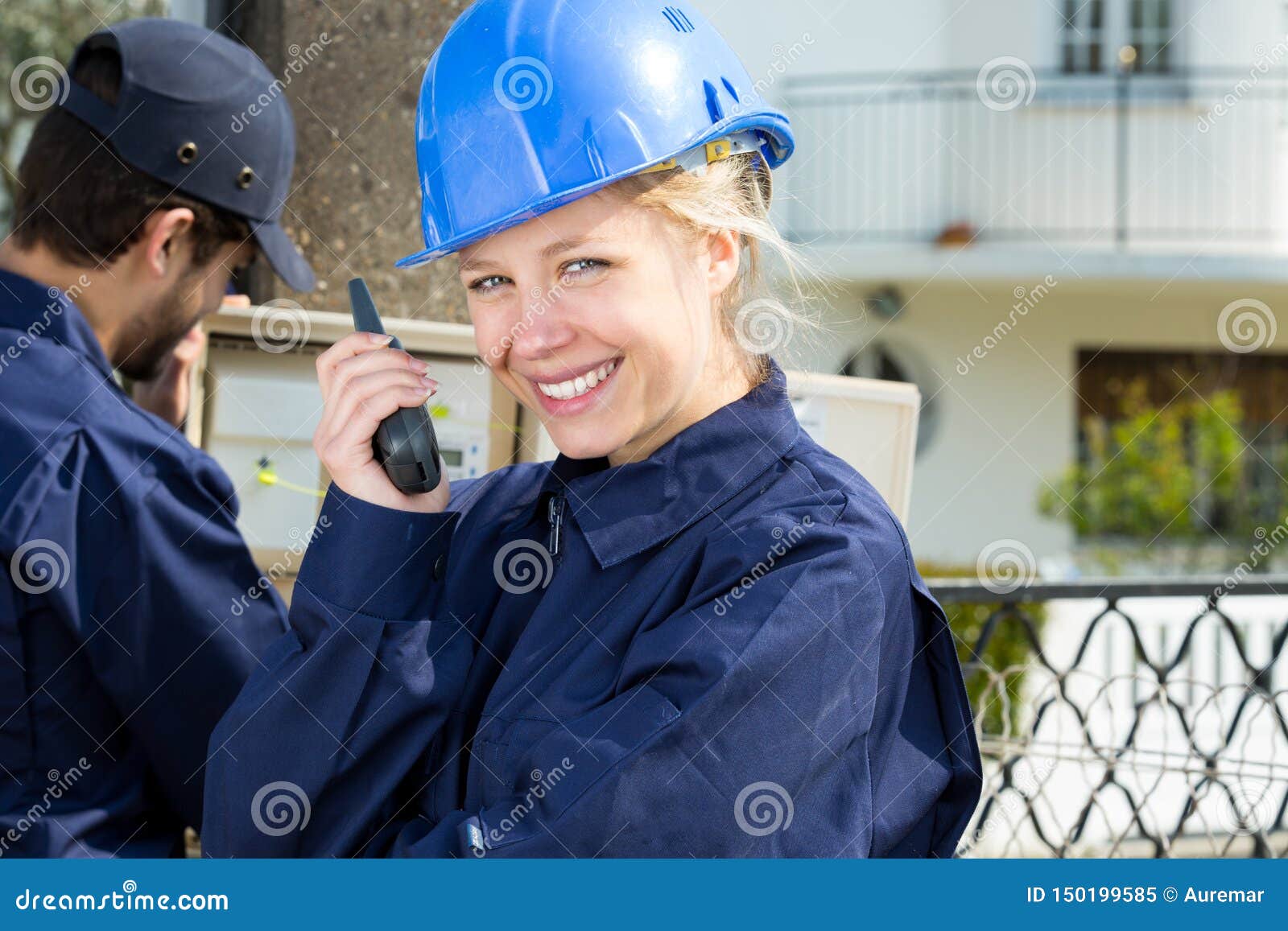 Young Female Electrician Outdoors Stock Image - Image of solar, safety ...