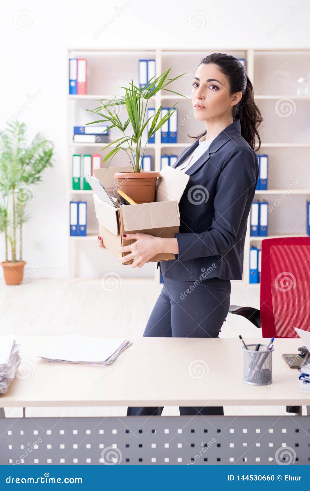 The Young Female Employee Being Fired from Her Work Stock Photo - Image ...