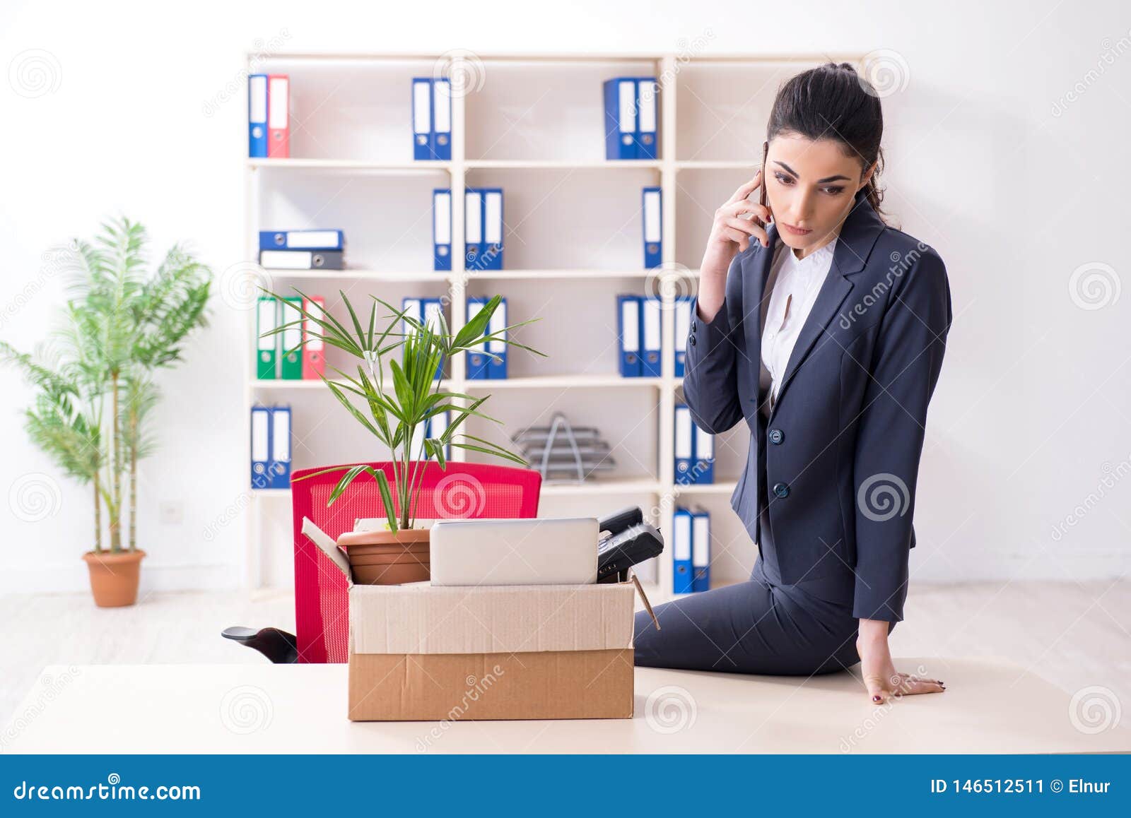 The Young Female Employee Being Fired from Her Work Stock Image - Image ...