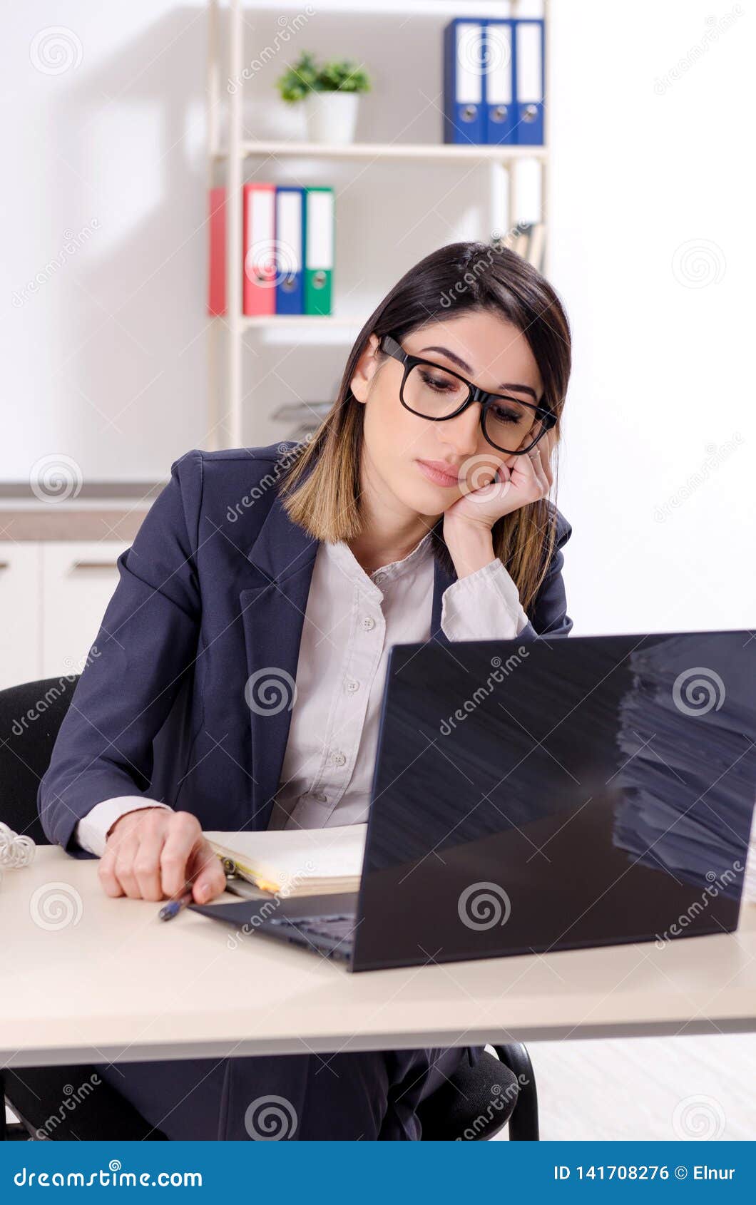 The Young Female Employee Working in the Office Stock Photo - Image of ...