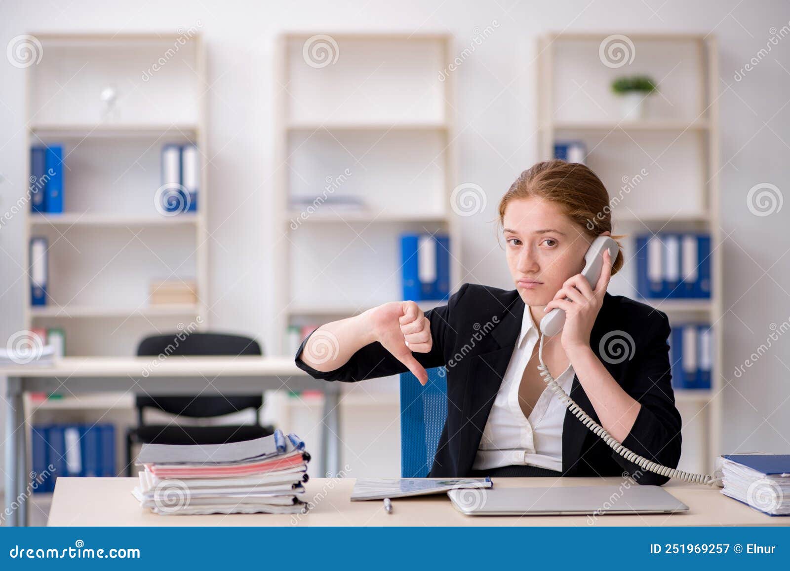 Young Female Employee Working in the Office Stock Image - Image of ...