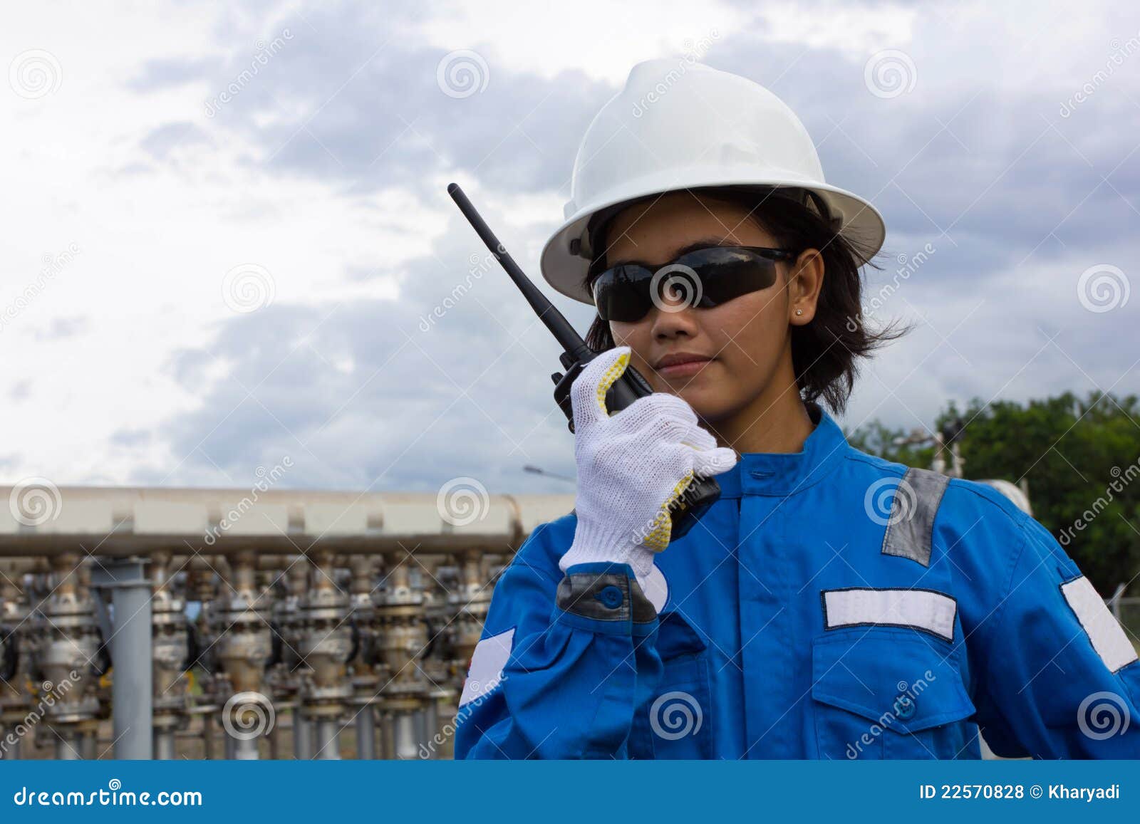 Young Female Engineer Communicating. Stock Photo - Image of device ...