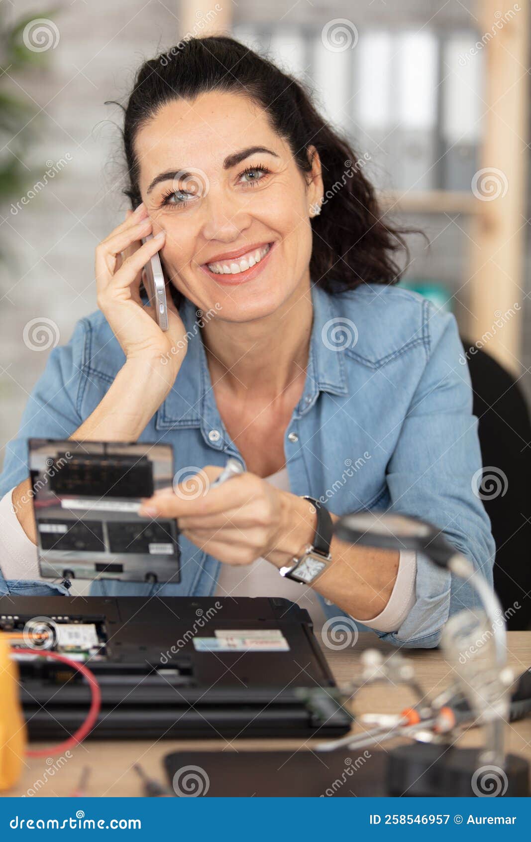 Young Female Engineer Focused on Repair Laptop Stock Image - Image of ...