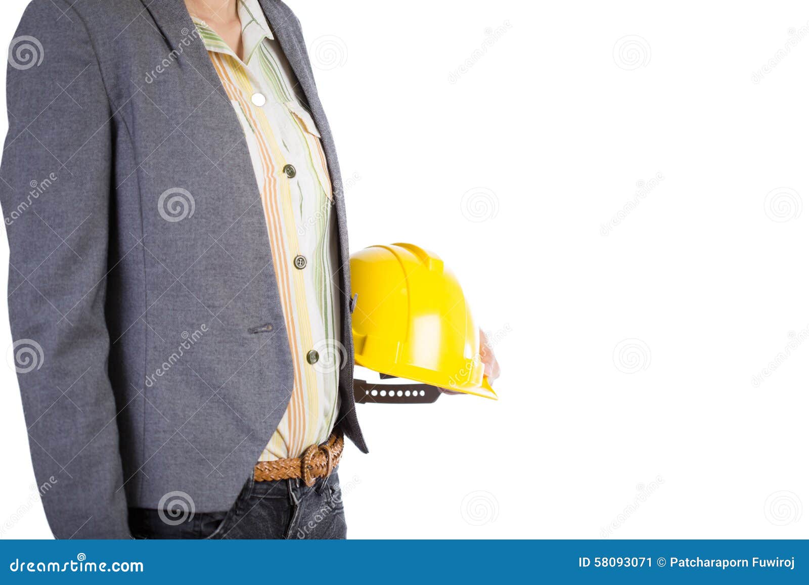 Young Female Engineer with Isolated on White Background Stock Image ...