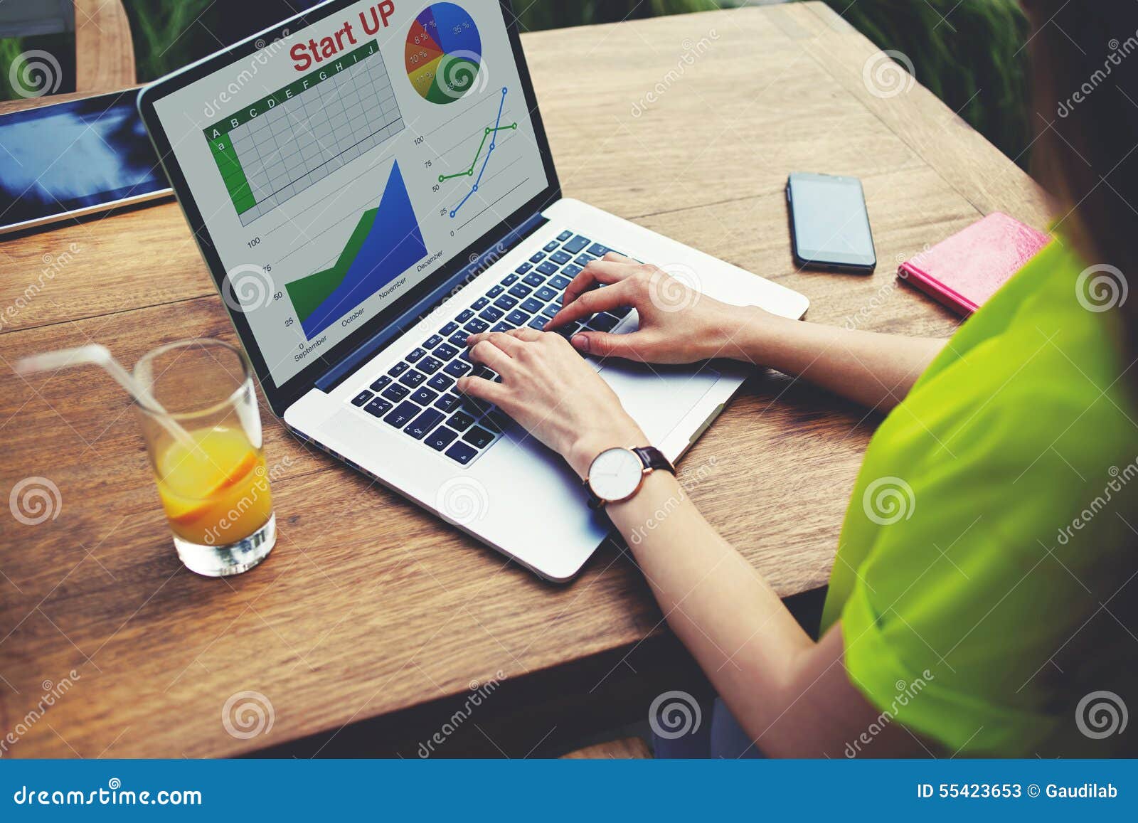 Young Female Entrepreneur Work with Statistics Data and Analyzing ...