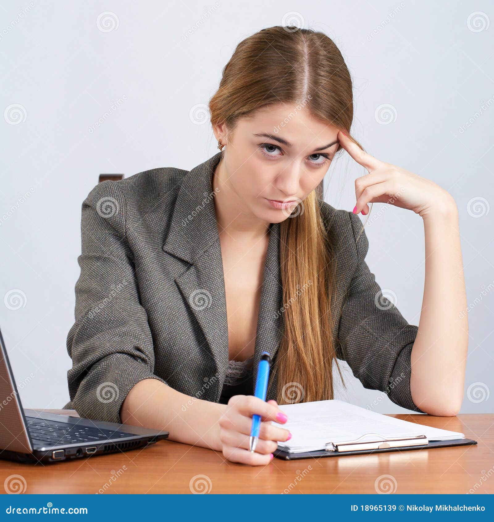 Young Female Executive Working on Stock Image - Image of cute, portrait ...