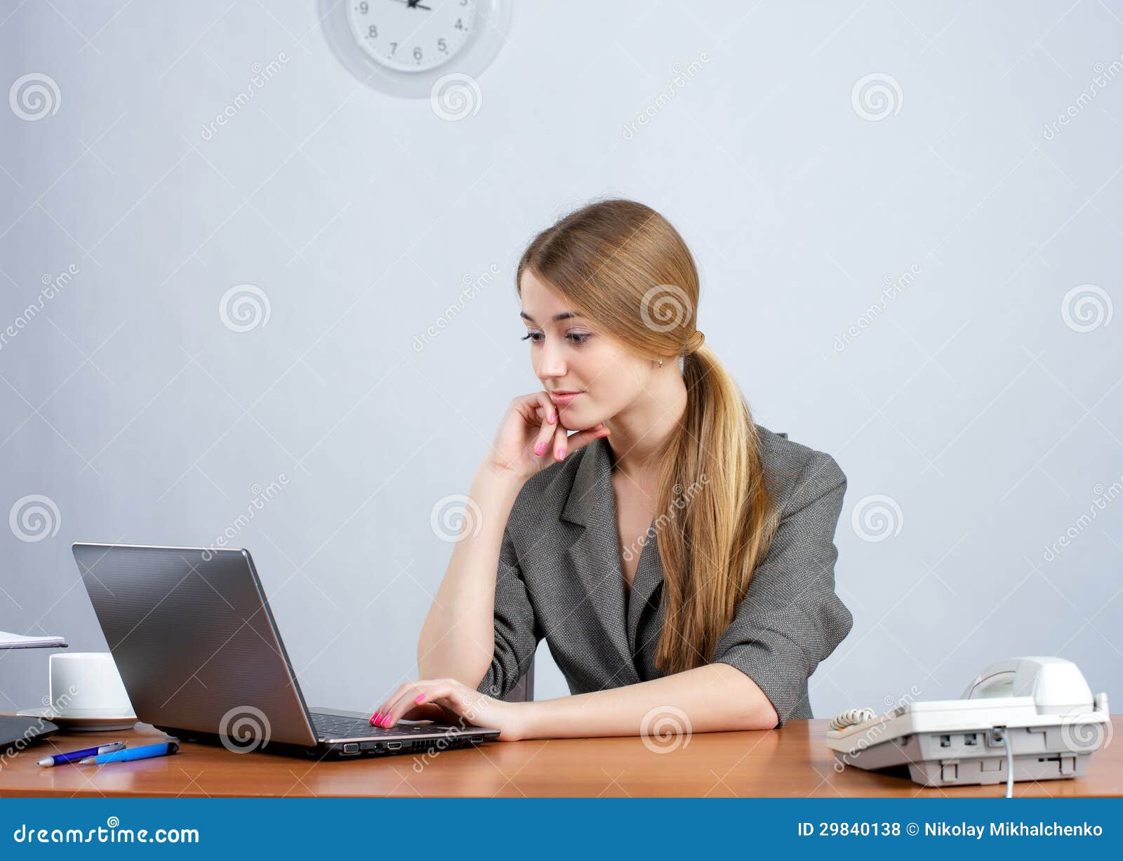 Young Female Executive Working Stock Photo - Image of woman, laptop ...
