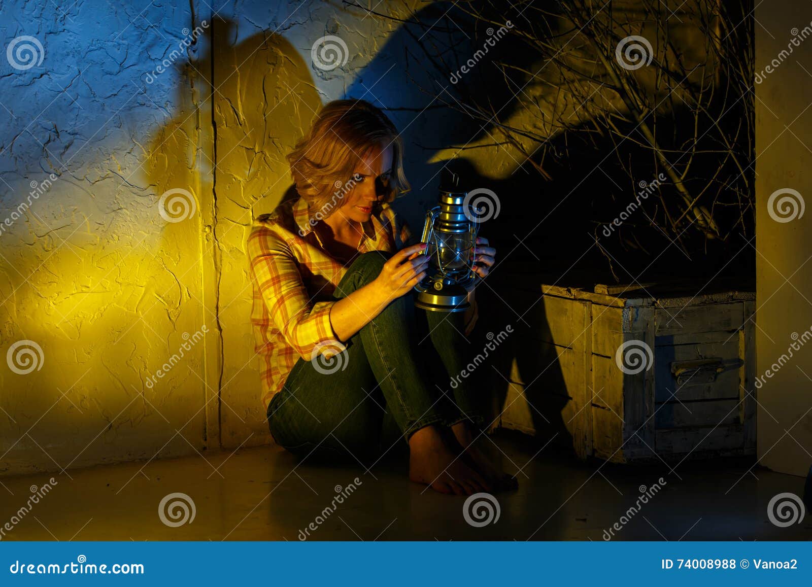 Young Female Explorer Holding Magic Lantern in Fantasy Place Stock ...