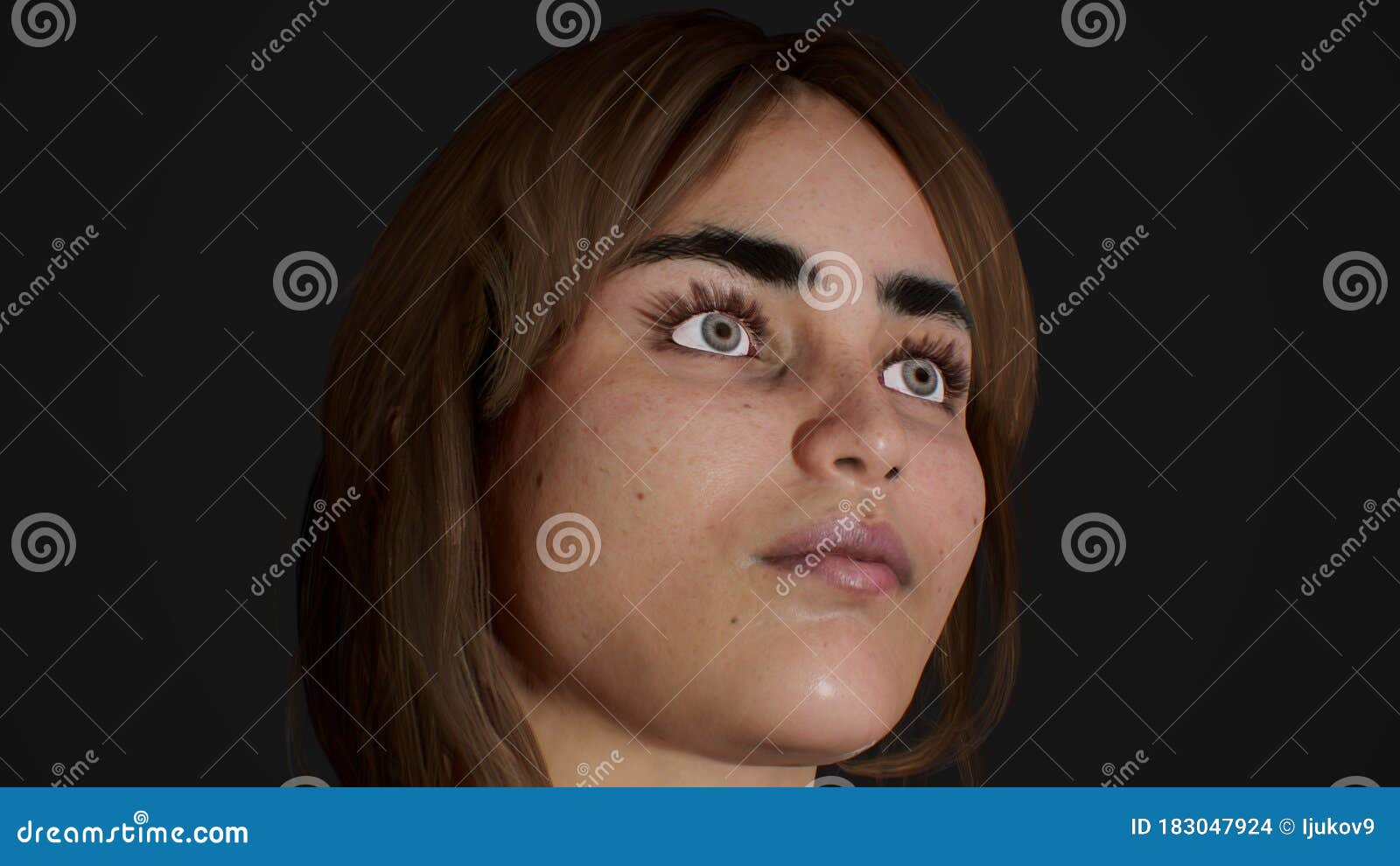 Young Female Face 3d Render, 3d Model Stock Photo - Image of game, head ...