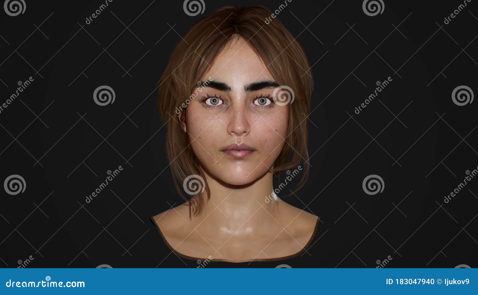 Young Female Face 3d Render, 3d Model Stock Illustration - Illustration ...