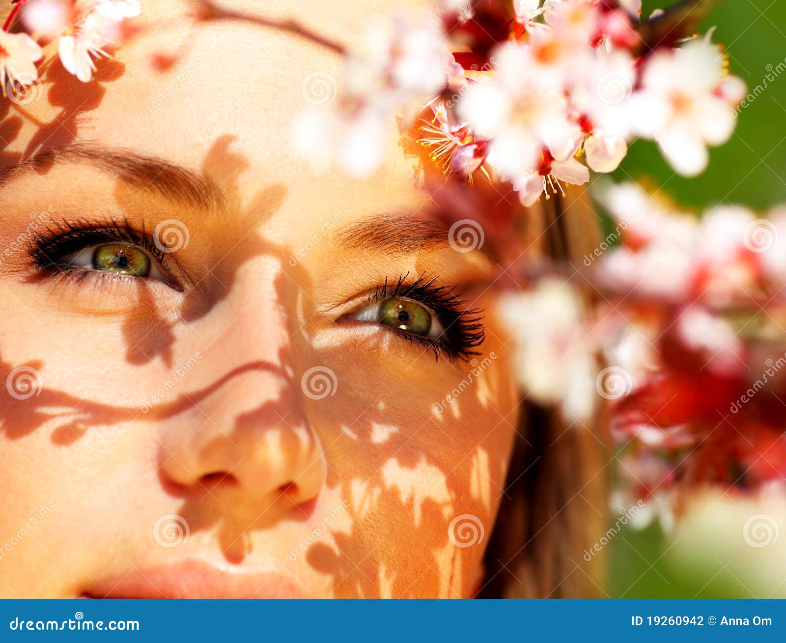 Young Female Face with Flowers Stock Photo - Image of beauty, nature ...