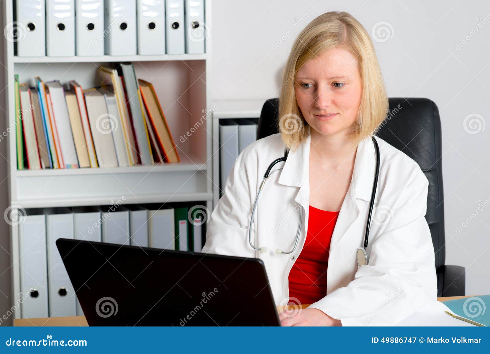 Young Female Family Doctor in Her Office Stock Image - Image of clinic ...