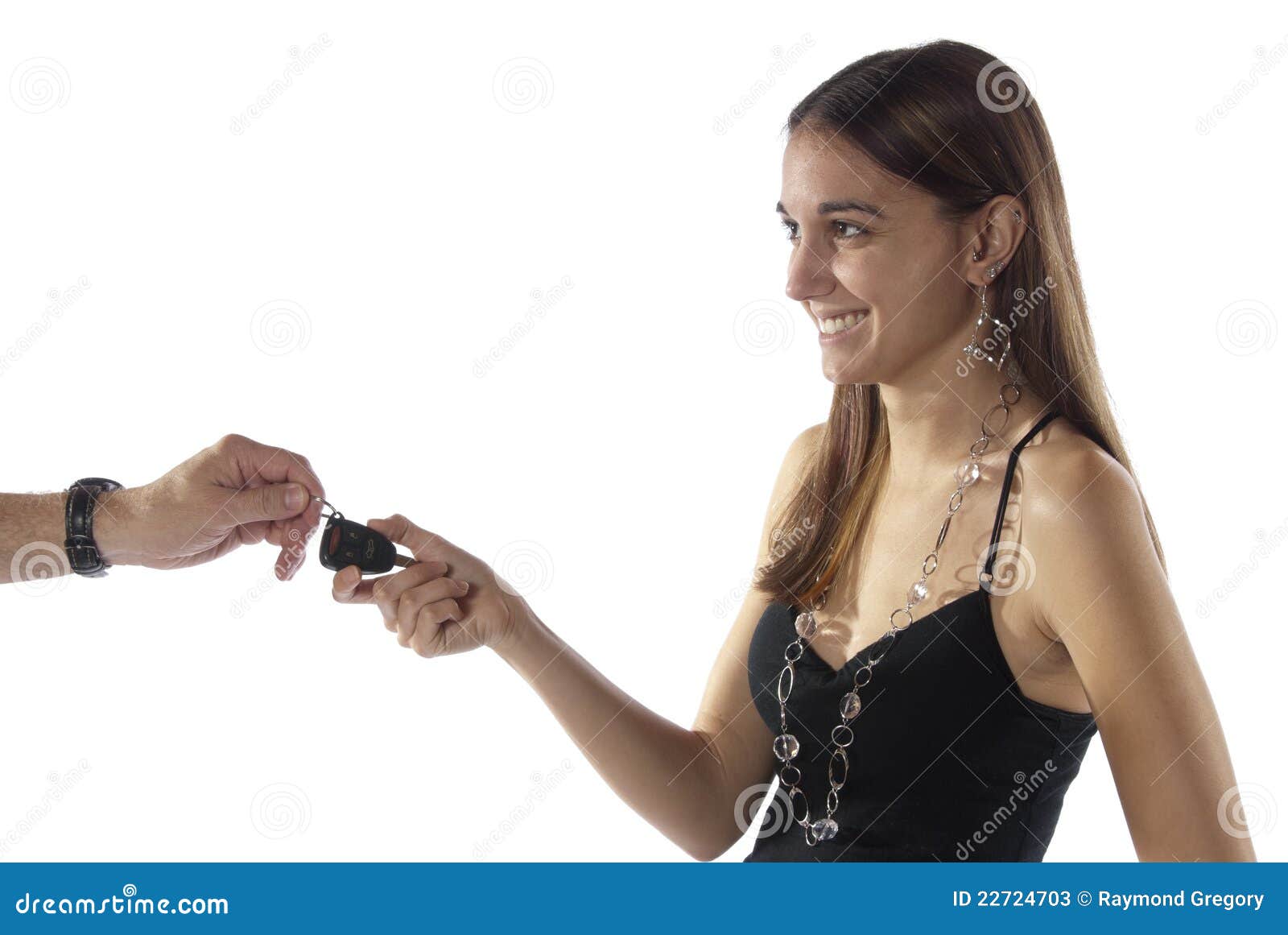 Young Female Getting To Take the Car Stock Image - Image of brunette ...