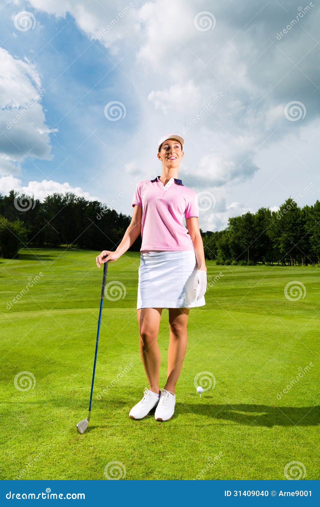 Young Female Golf Player on Course Stock Photo - Image of sportive ...