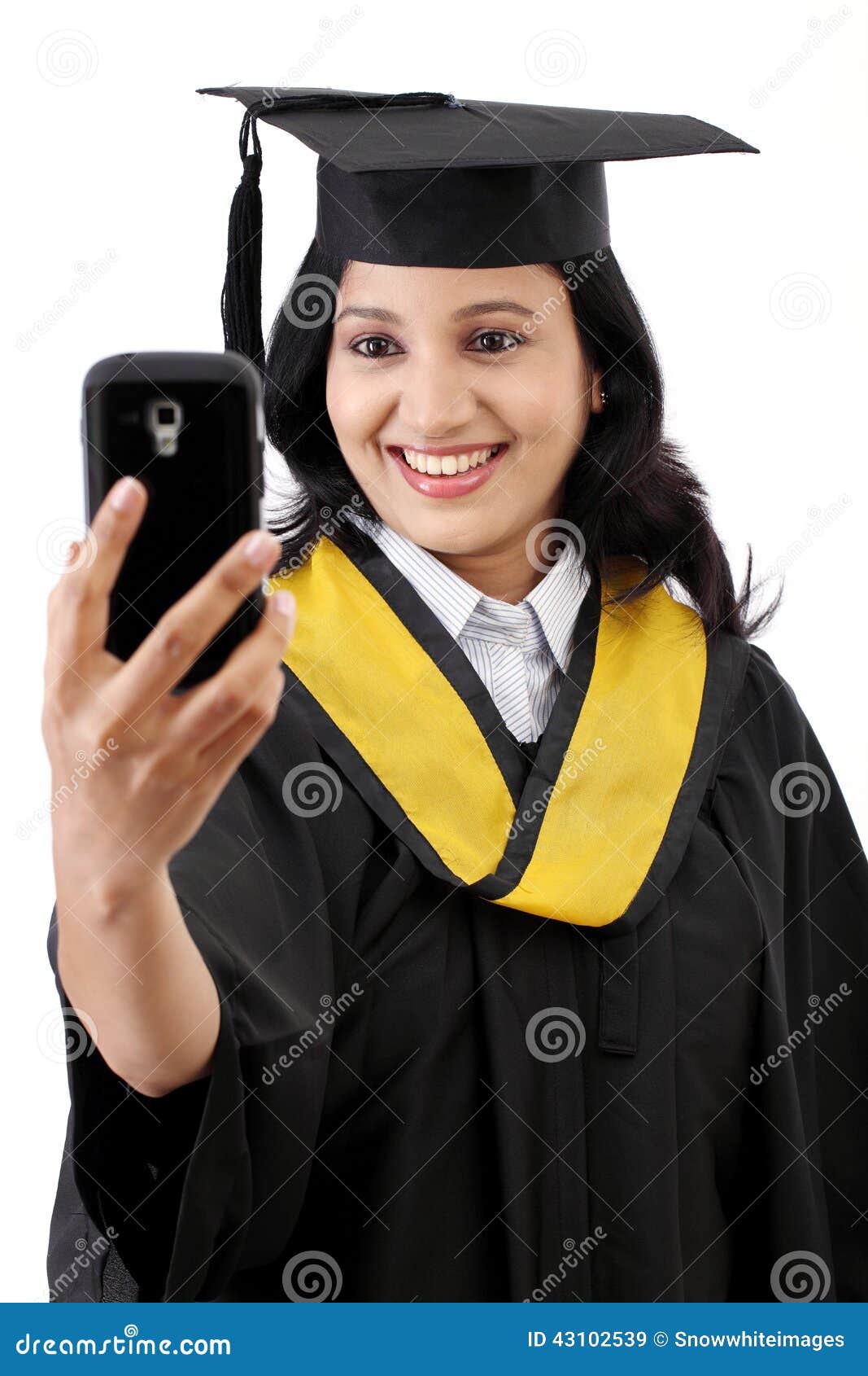 Young Female Graduated Student Taking Selfie Stock Image - Image of ...