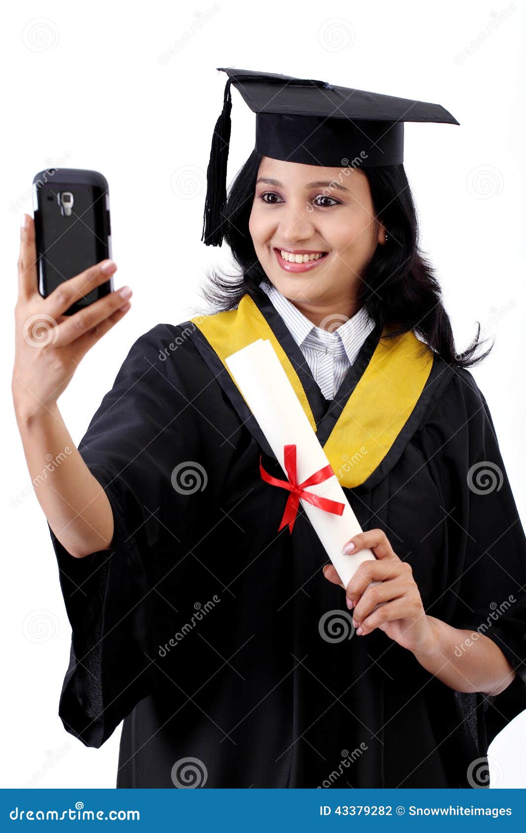 Young Female Graduated Student Taking Selfie Stock Photo - Image of ...
