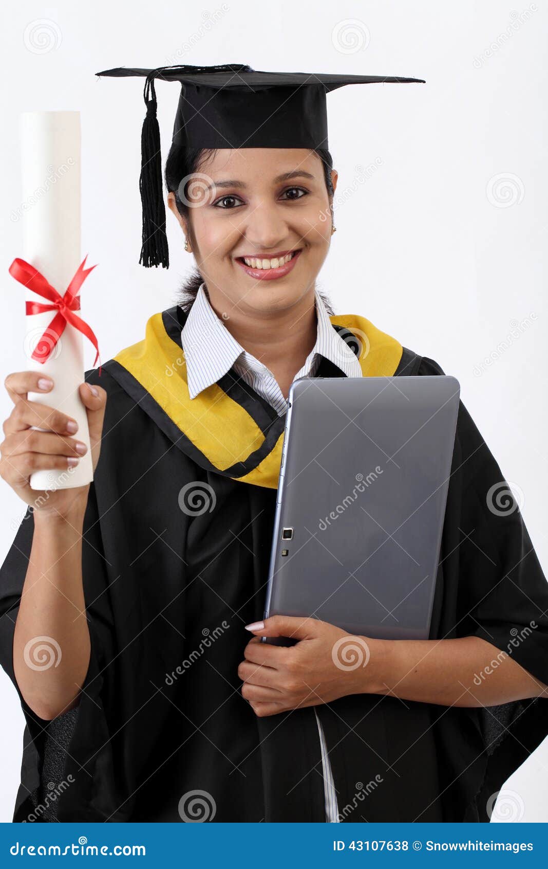Young Female Graduated Student Using a Tablet Computer Stock Photo ...