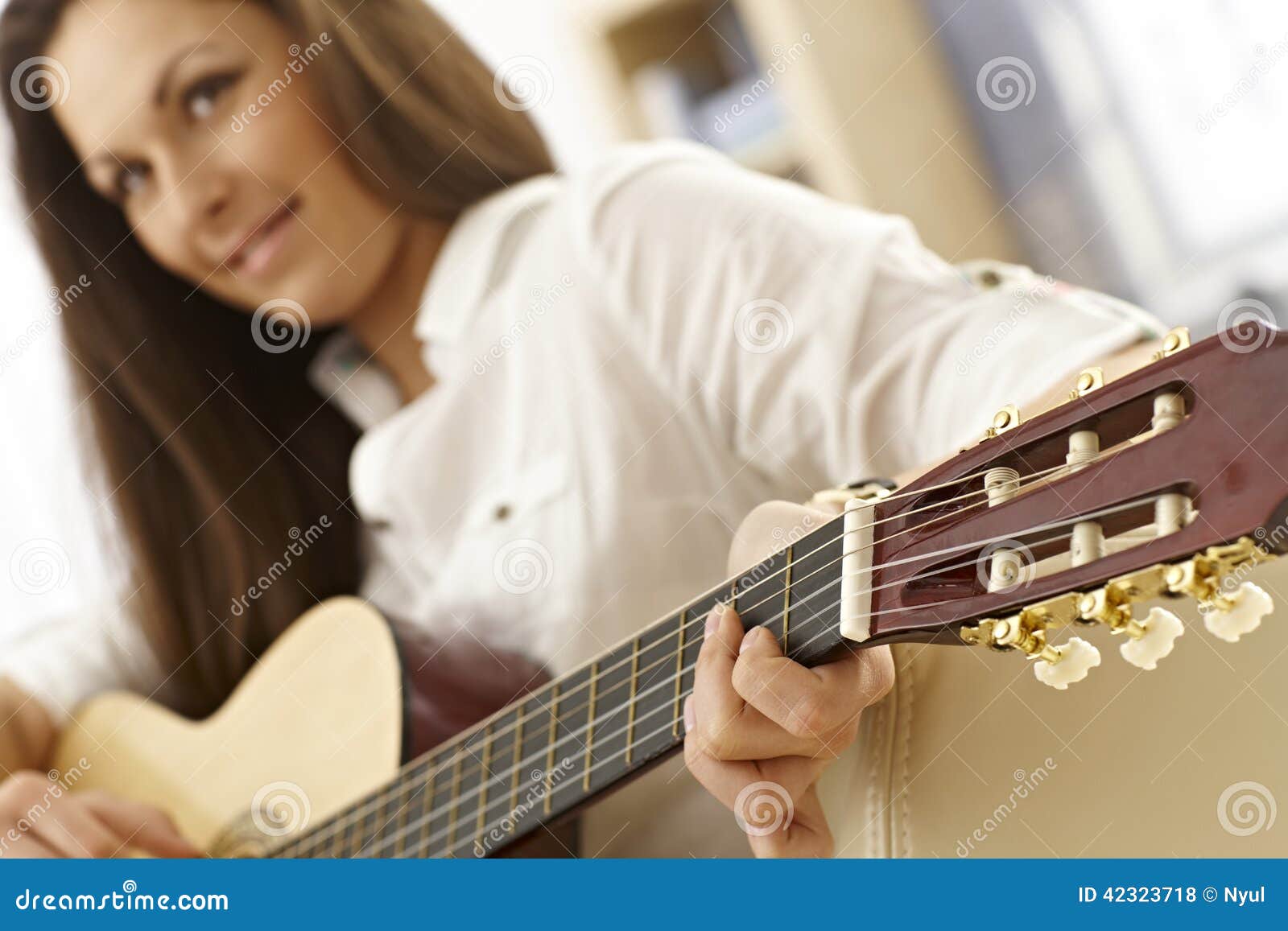 Young female guitarist stock photo. Image of focus, instrument - 42323718