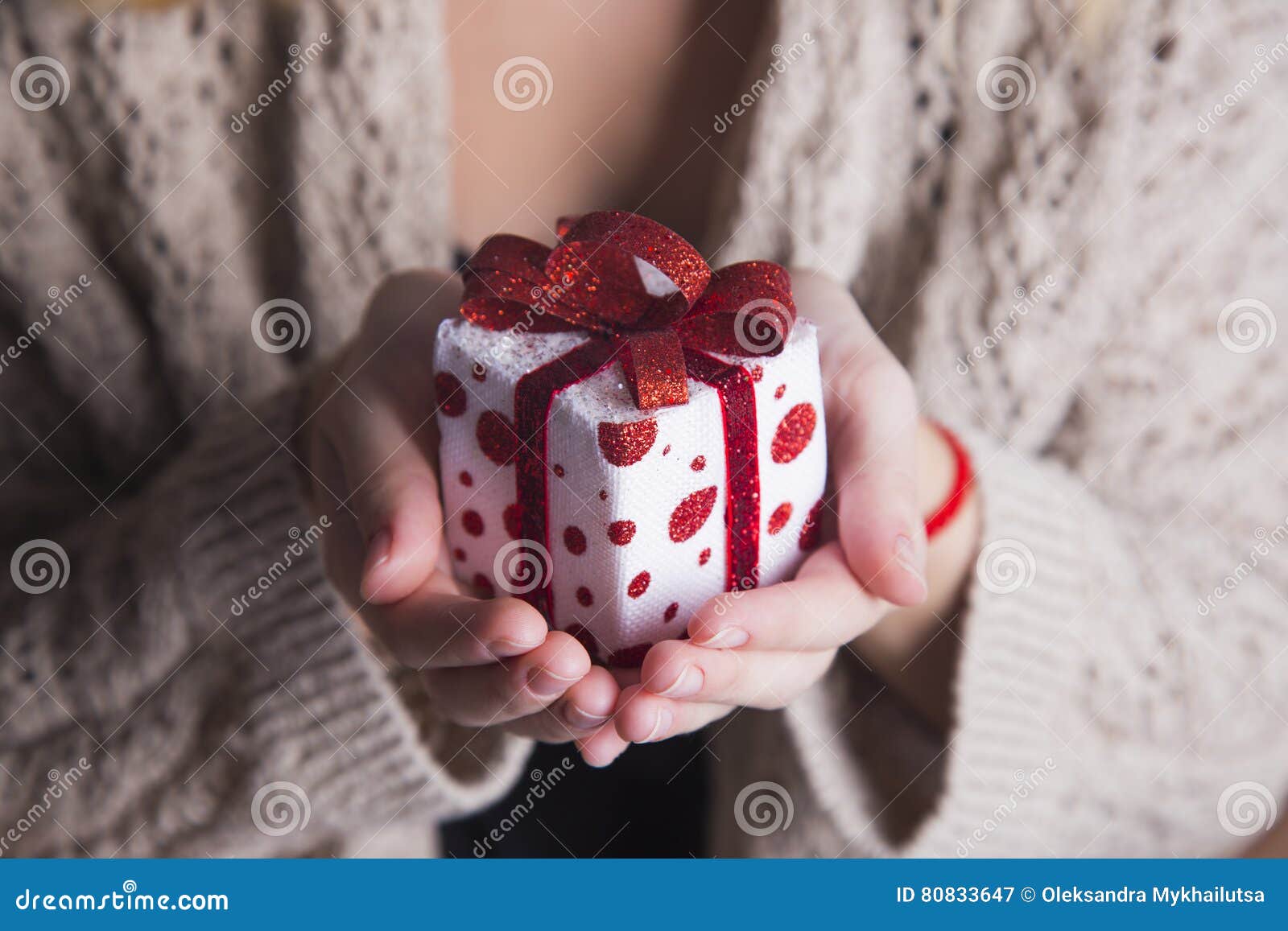 Young Female Hands Holding Single Gift Box Stock Image - Image of hands ...