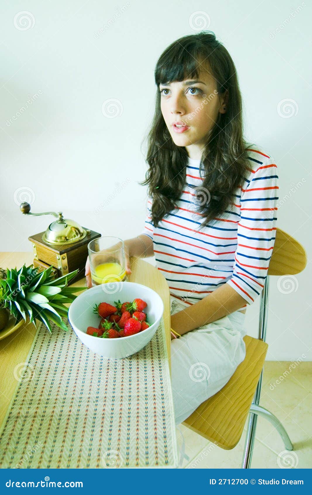 Young Female Having Breakfast Stock Photo - Image of apple, berry: 2712700