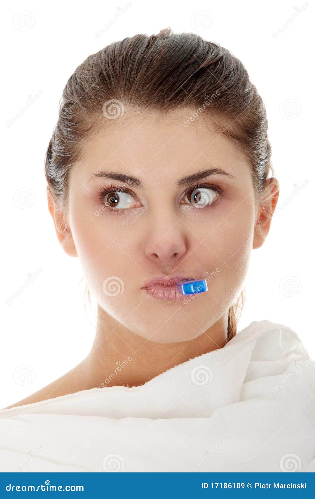 Young female having fever stock image. Image of care - 17186109
