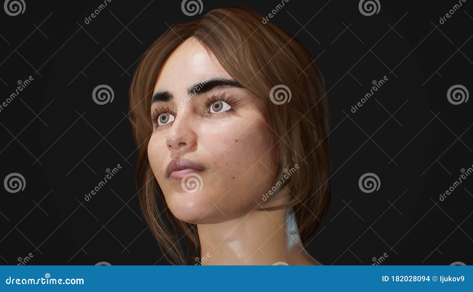 3D Render Hairs In Scalp Skin, Hair Roots Macro. Microscope View ...