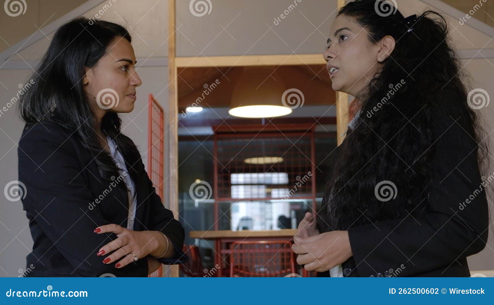 Young Female Indian Co-workers Having a Discussion Stock Photo - Image ...