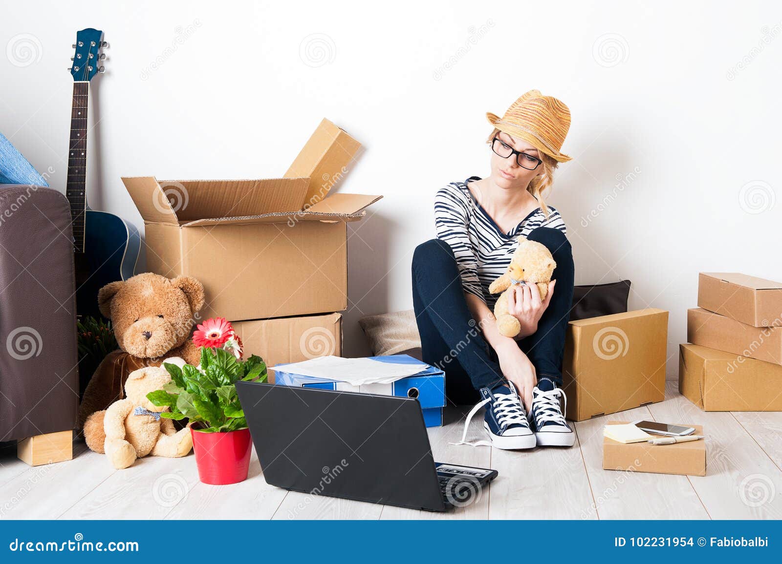 Young Female Just Moved in a New House. Stock Photo - Image of estate ... Young Female Just Moved in a New House. Stock Photo - Image of estate ...