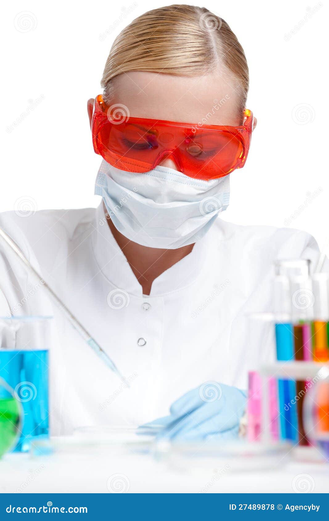 Young Female Lab Assistant Does Some Tests Stock Photo - Image of group ...