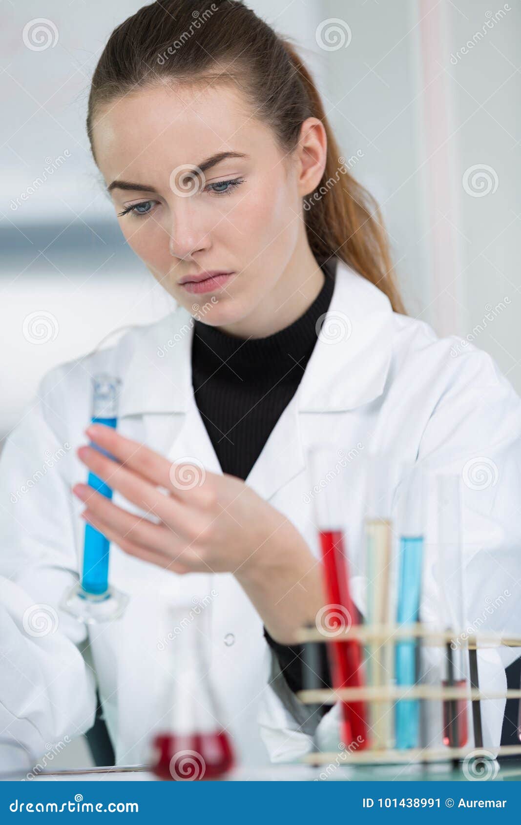 Young Female Lab Technician Works on Samples Stock Image - Image of ...