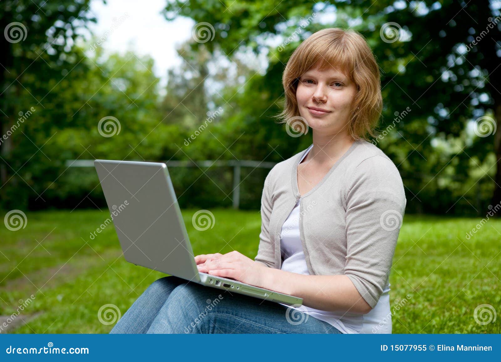 Young female with laptop stock image. Image of laptop - 15077955