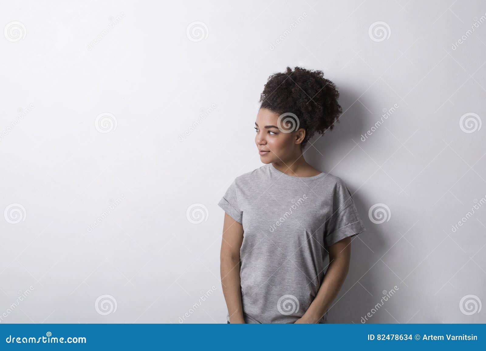 Young Female Leaning Against Wall Stock Photo - Image of posing, look ...