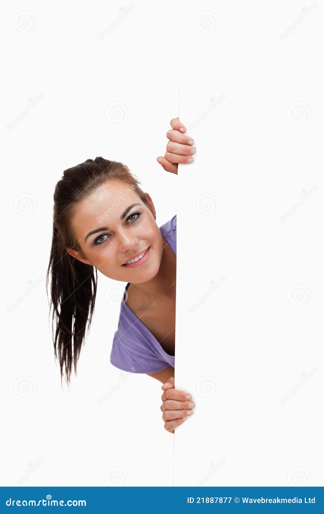 Young Female Looking Around the Corner Stock Image - Image of adorable ...