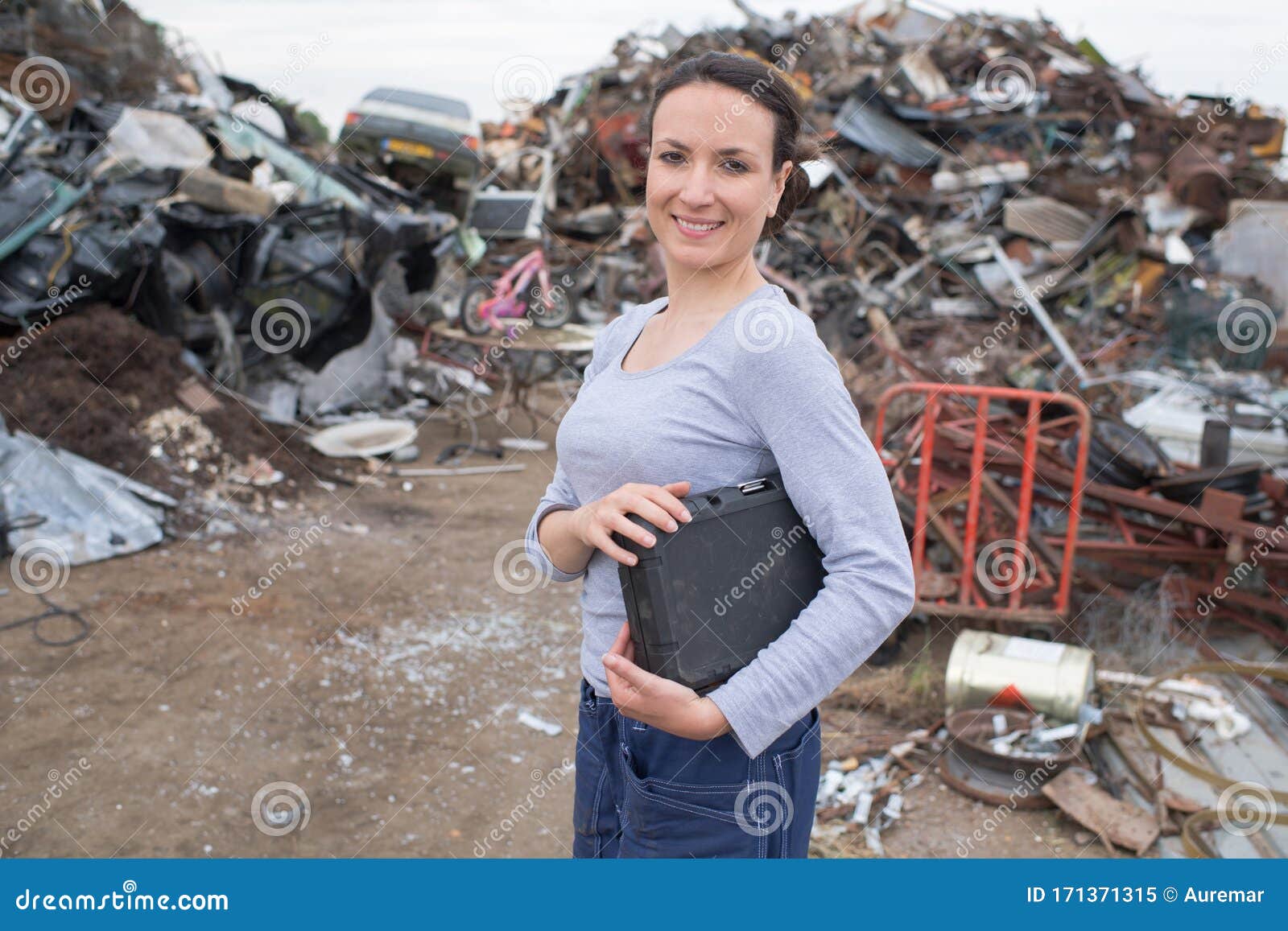 Young Female Manager at Dumpsite Stock Image - Image of businesswoman ...