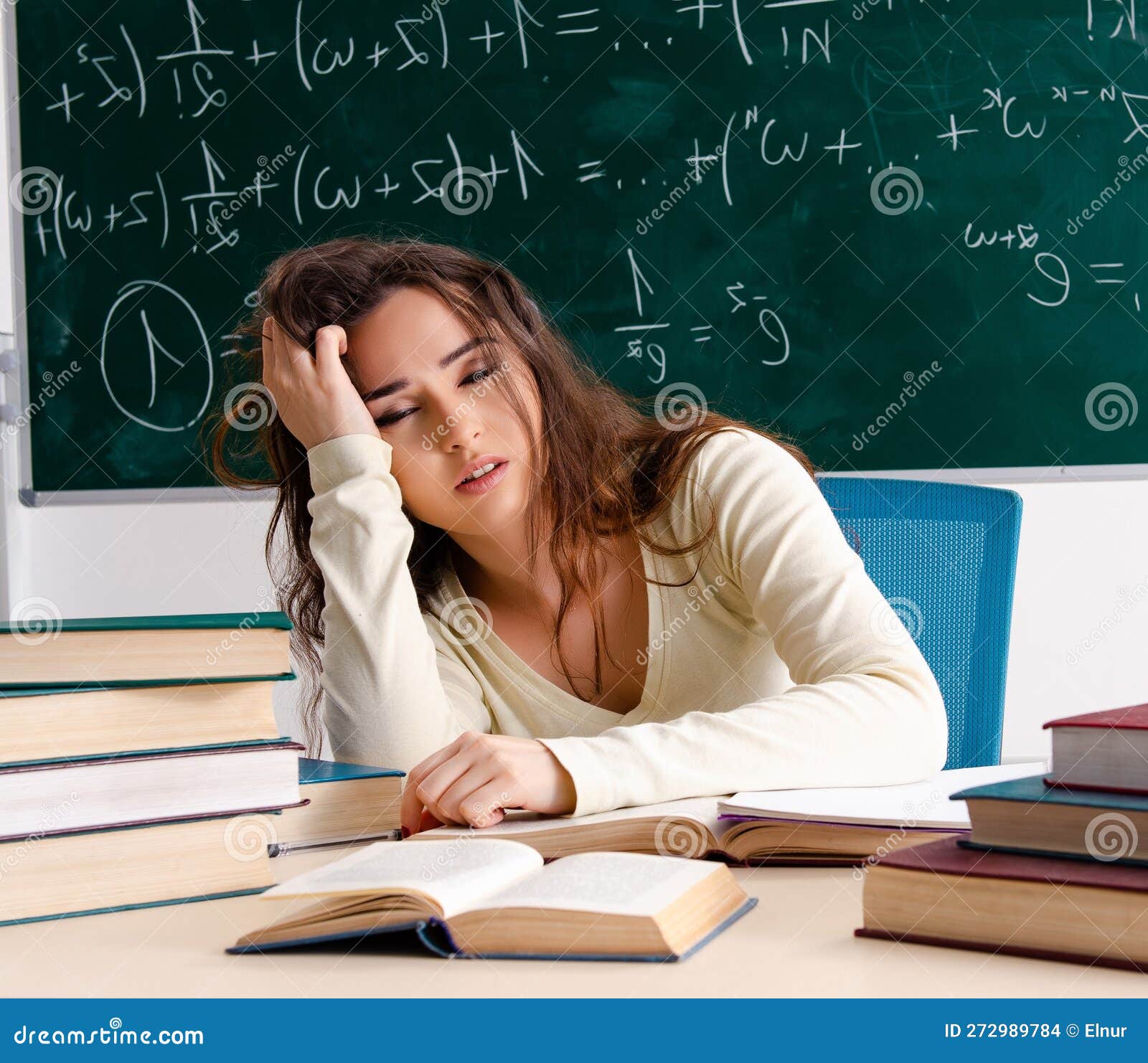Young Female Math Teacher in Front of Chalkboard Stock Photo - Image of ...