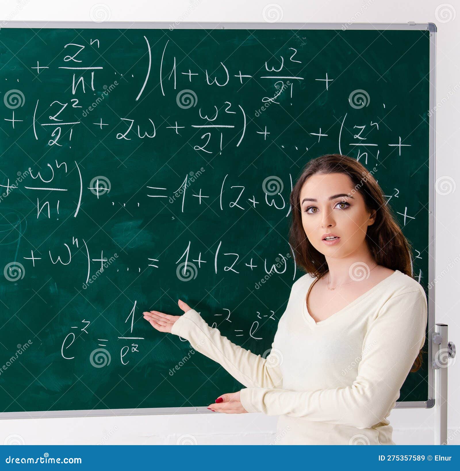 Young Female Math Teacher in Front of Chalkboard Stock Image - Image of ...