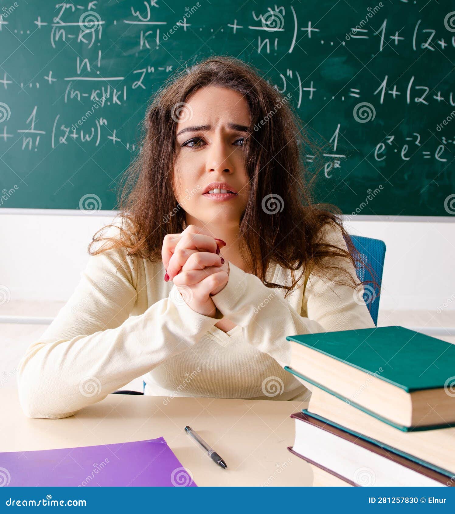 Young Female Math Teacher in Front of Chalkboard Stock Photo - Image of ...
