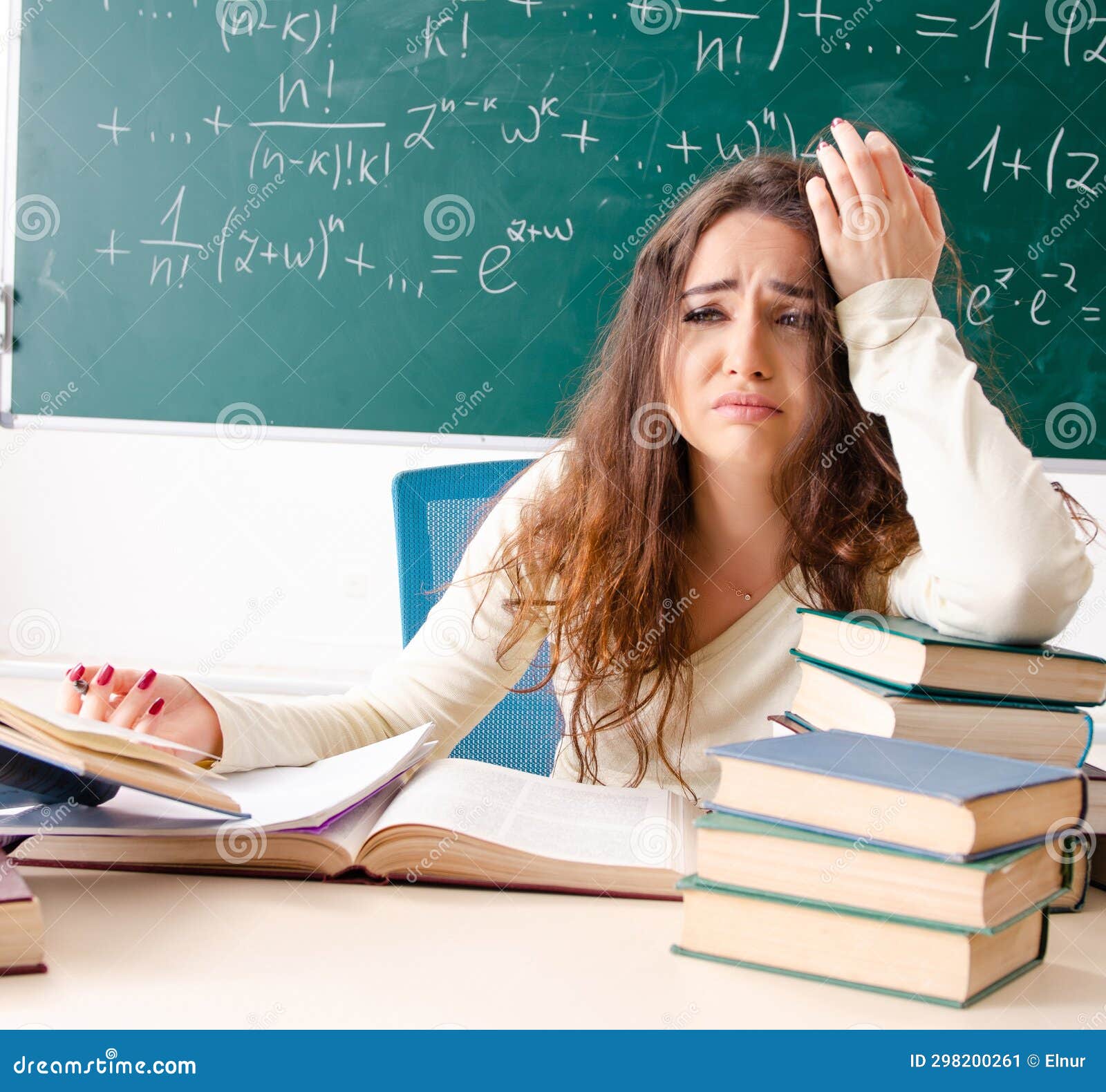 Young Female Math Teacher in Front of Chalkboard Stock Image - Image of ...