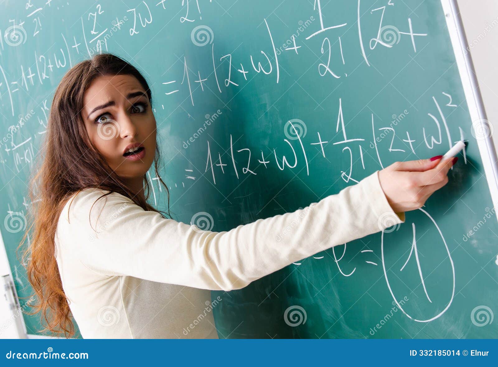 Young Female Math Teacher in Front of Chalkboard Stock Photo - Image of ...