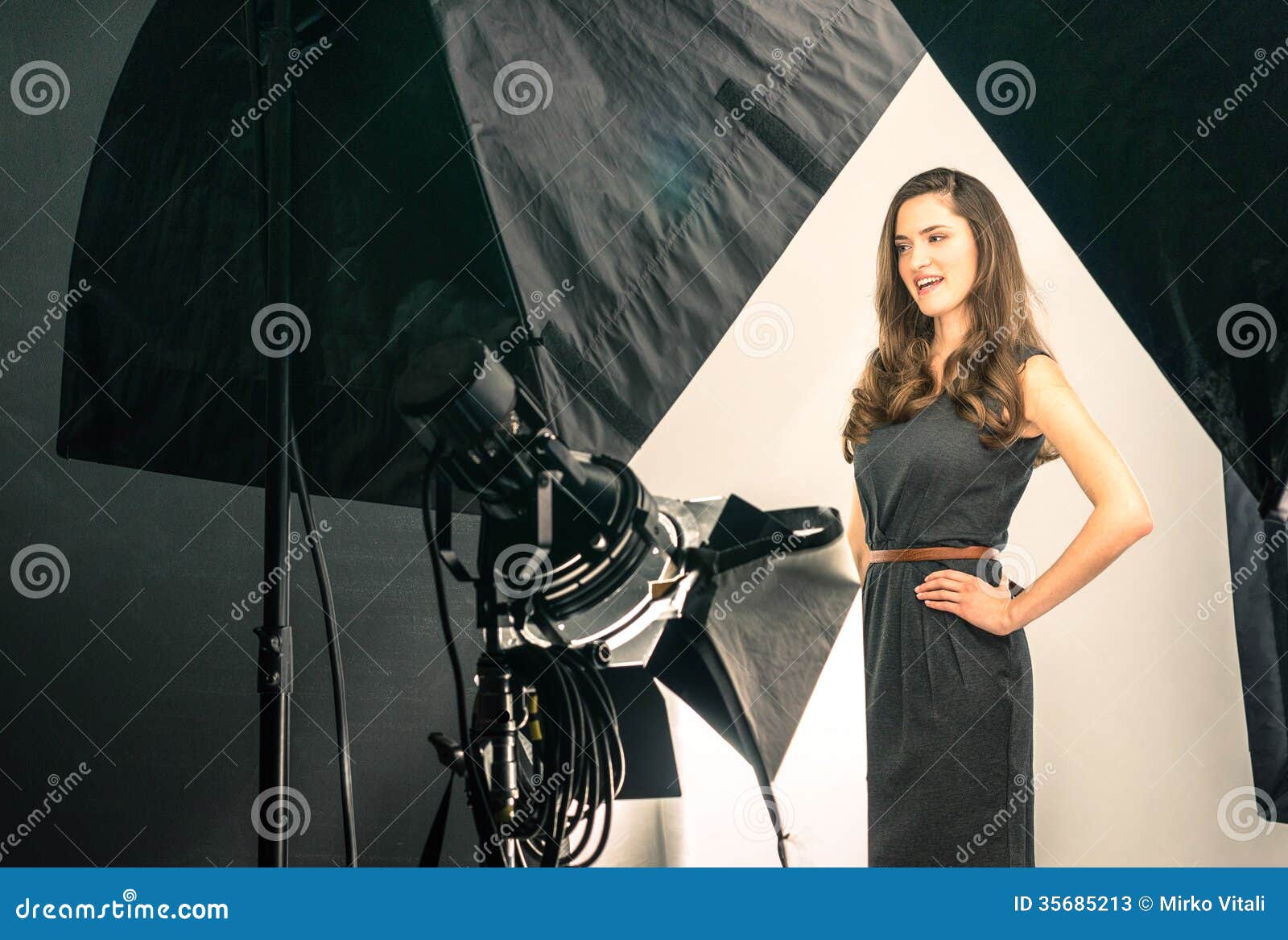 Young Female Model at Photo Shooting Stock Image - Image of session ...