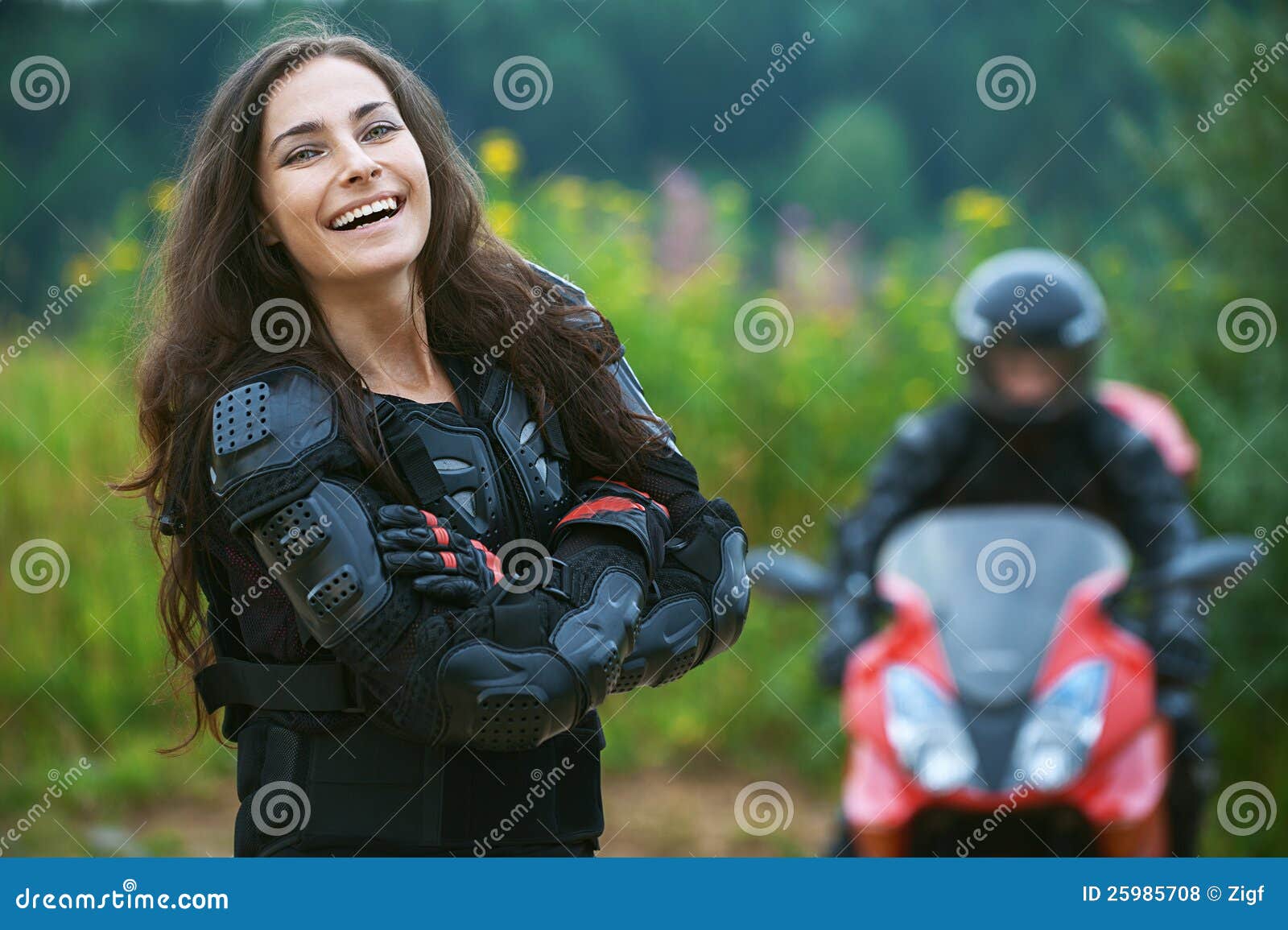 Young female motorcyclist stock photo. Image of machine - 25985708