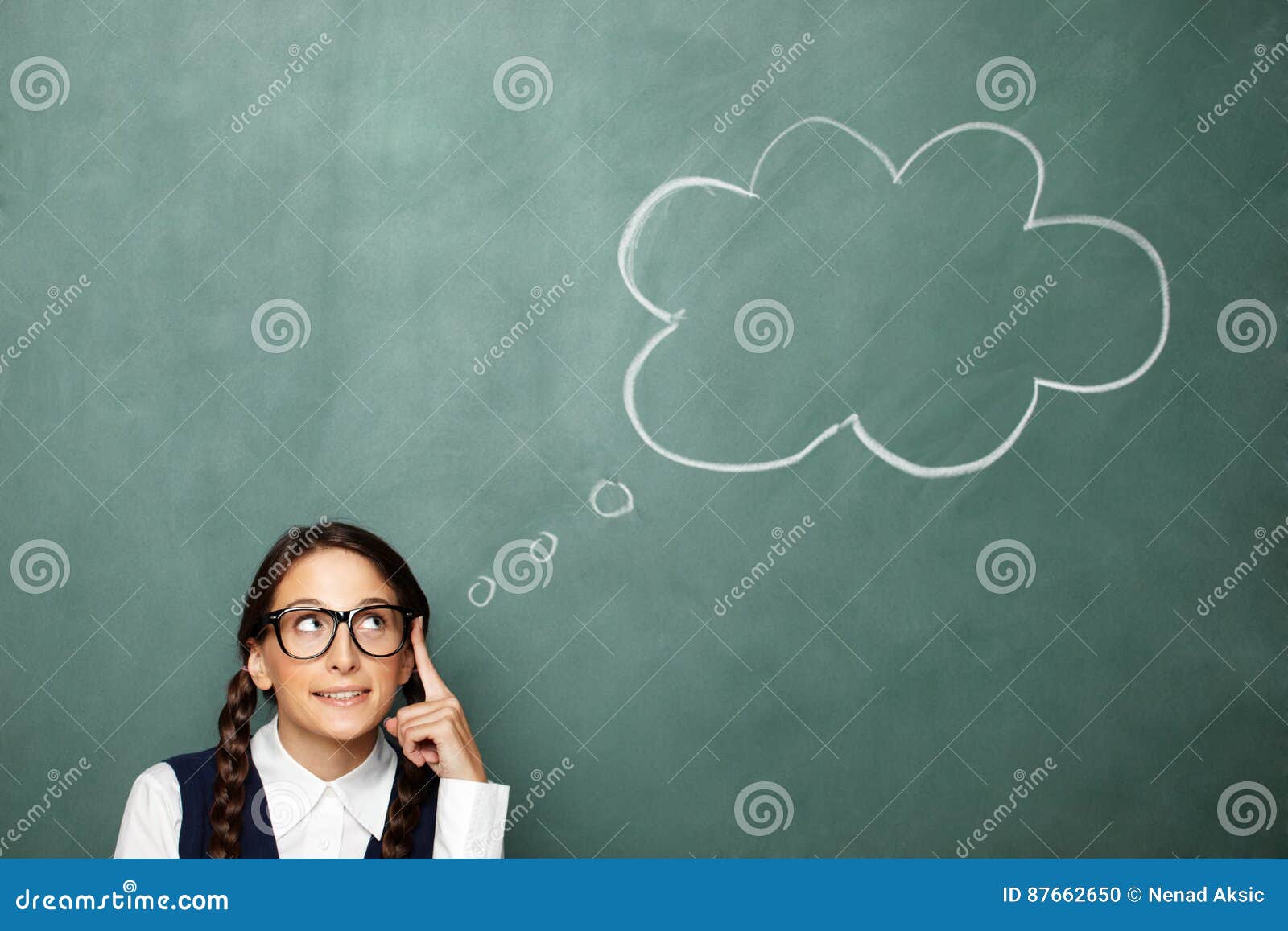 Young female nerd thinking stock photo. Image of facial - 87662650