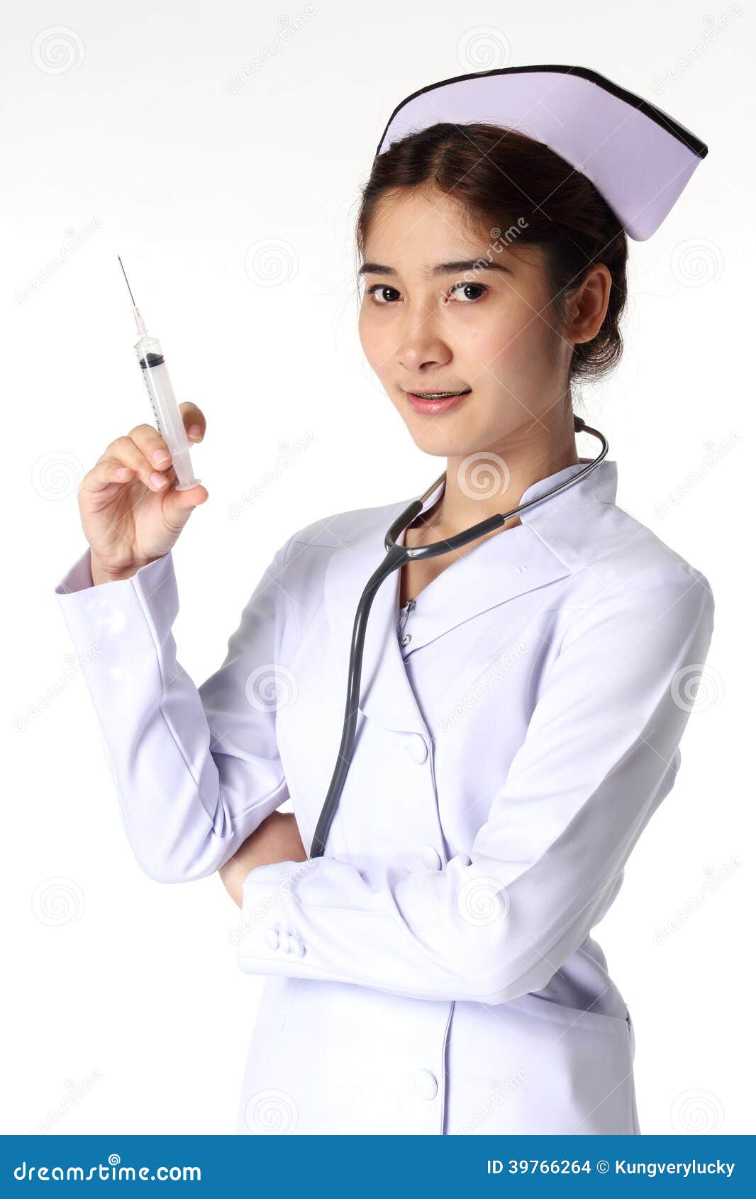Young Female Nurse Holding Syringe Stock Photo - Image of human, hand ...