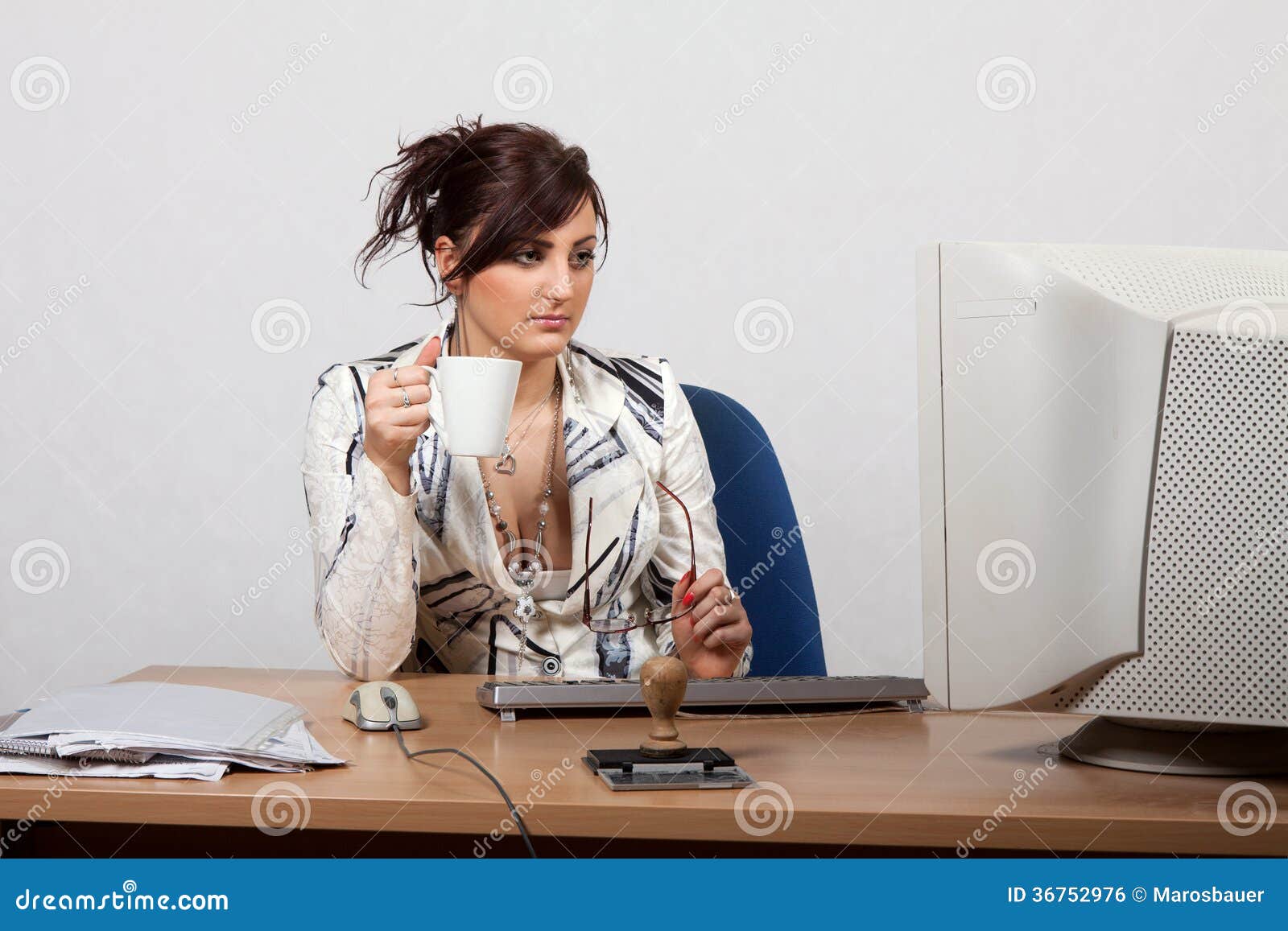 Young female office worker stock photo. Image of face - 36752976