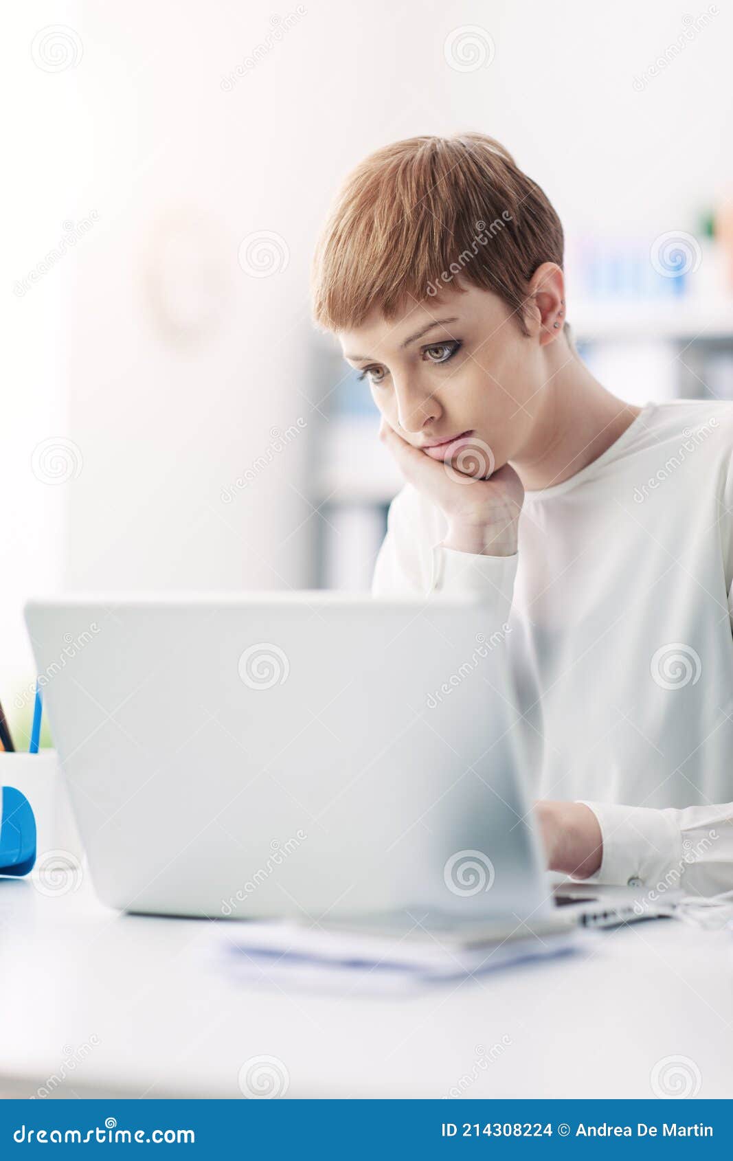 Office Worker Using a Laptop in the Office Stock Photo - Image of ...