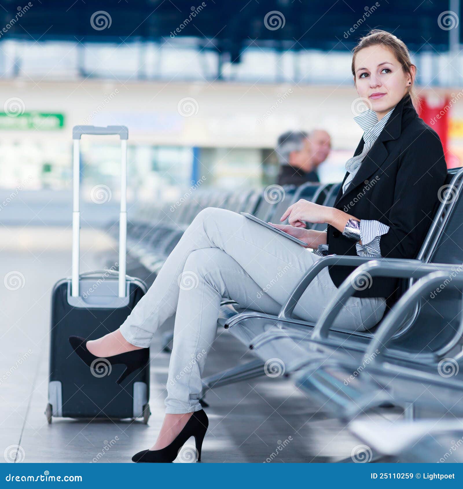 Young Female Passenger at the Airport, Stock Image - Image of check ...