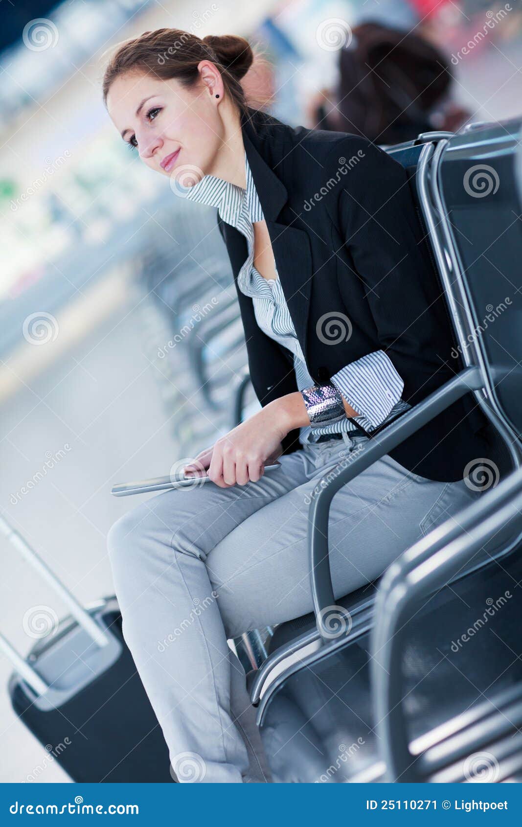 Young Female Passenger at the Airport, Stock Image - Image of airport ...