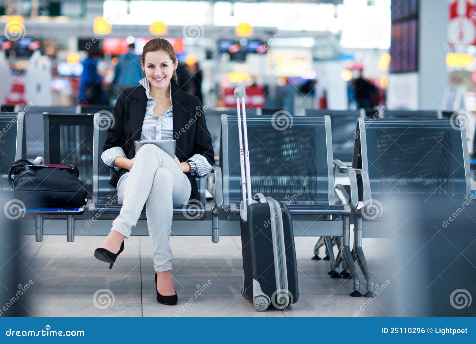 Young Female Passenger at the Airport Stock Photo - Image of check ...