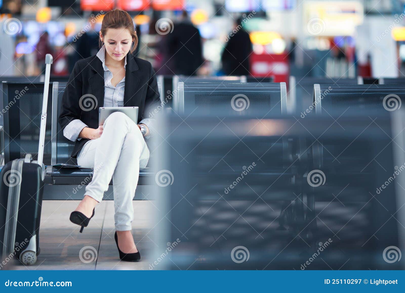 Young Female Passenger at the Airport Stock Image - Image of luggage ...