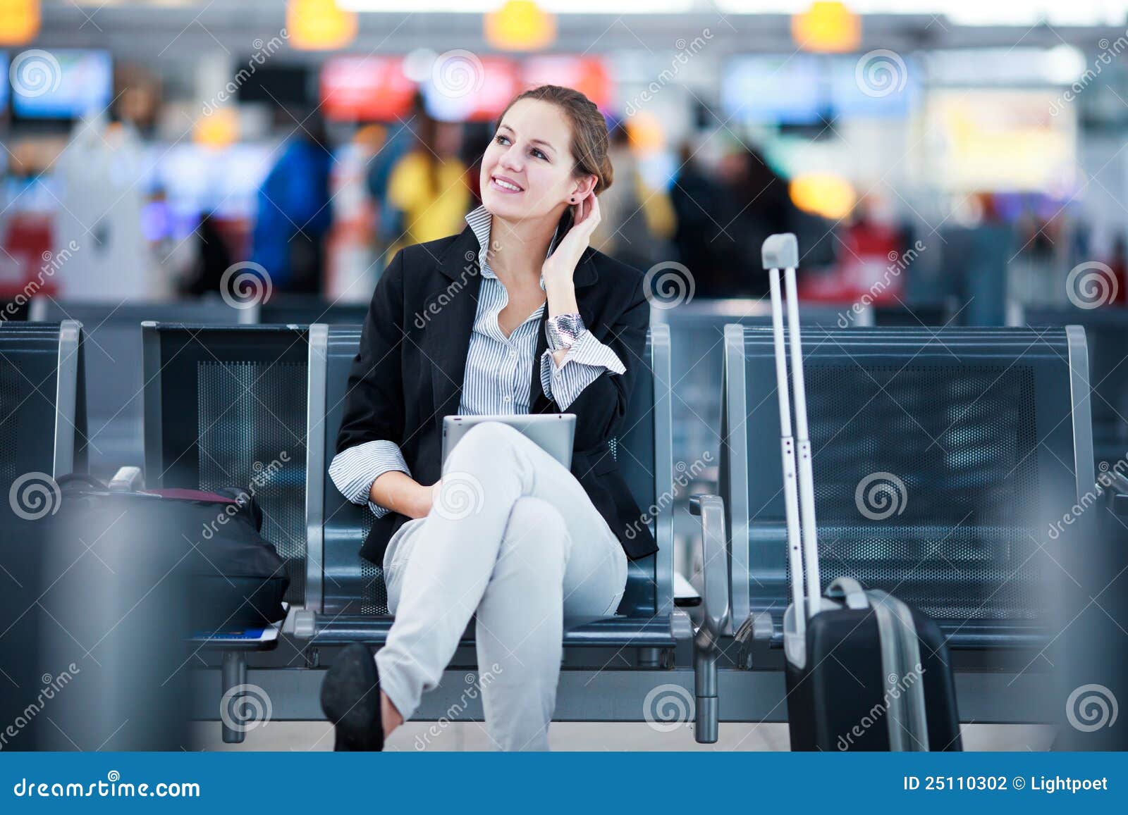 Young Female Passenger at the Airport Stock Photo - Image of beautiful ...